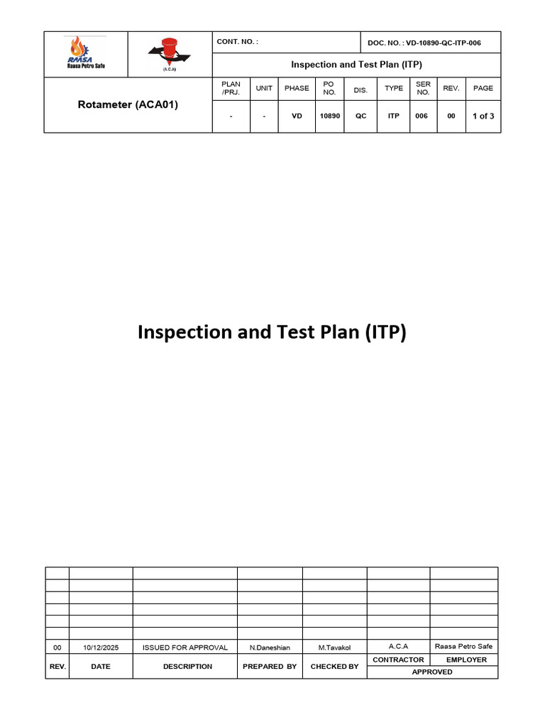 ITP Sample | PDF | Nondestructive Testing | Quality