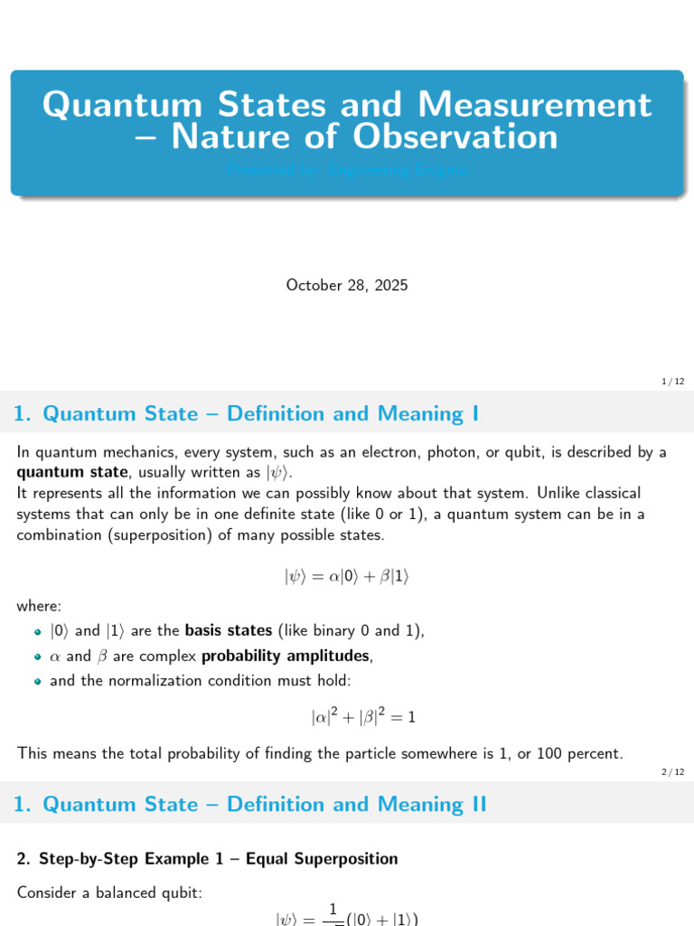 Quantum States and Measuremenyt | PDF | Scientific Theories | Applied ...