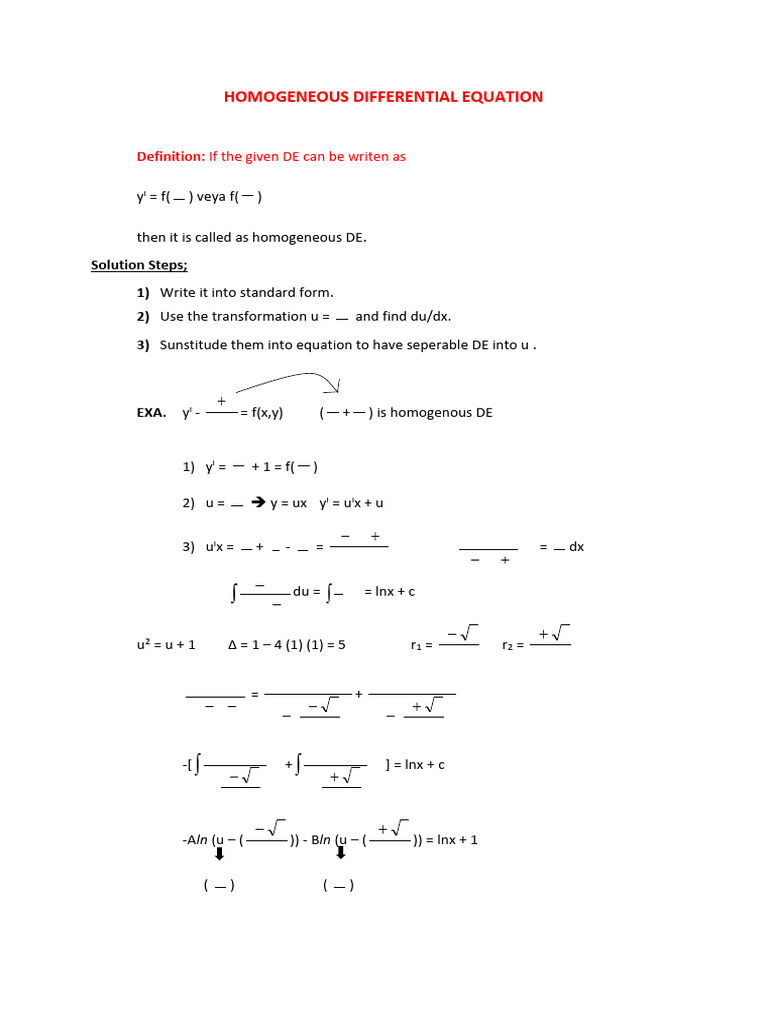 Homogeneous Differential Equation | PDF