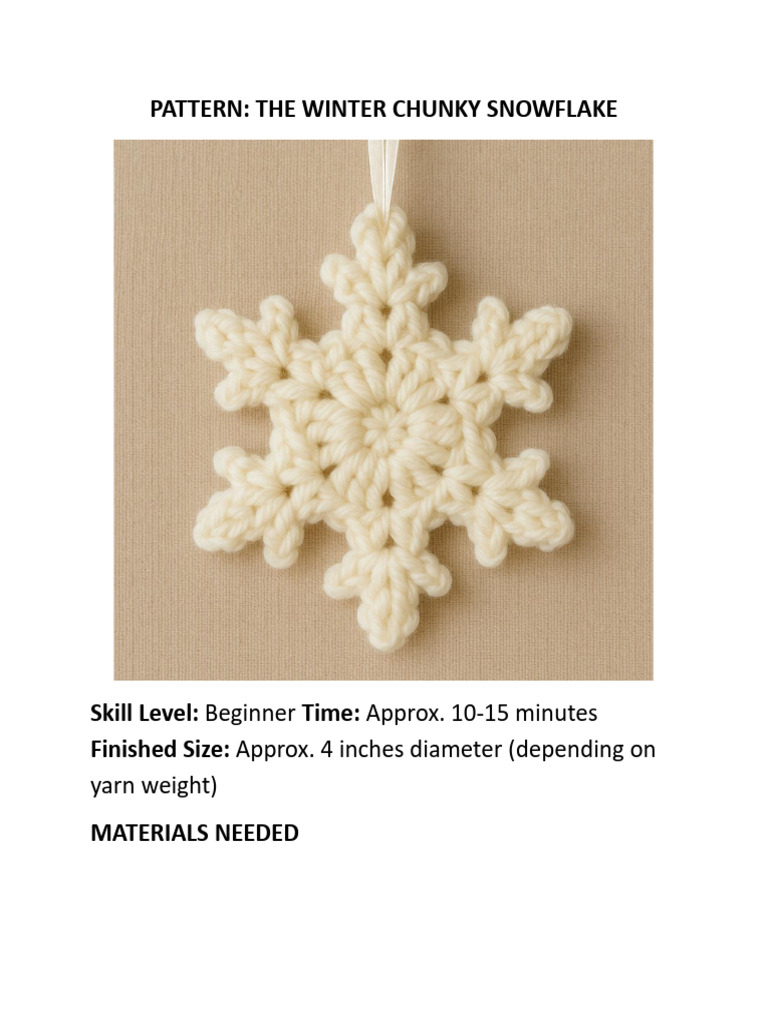 Winter Chunky Snowflake Crochet Pattern | PDF | Crochet | Yarn