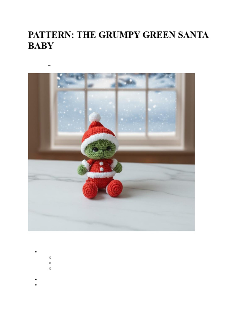 Grumpy Green Santa Crochet Pattern | PDF | Yarn | Embroidery