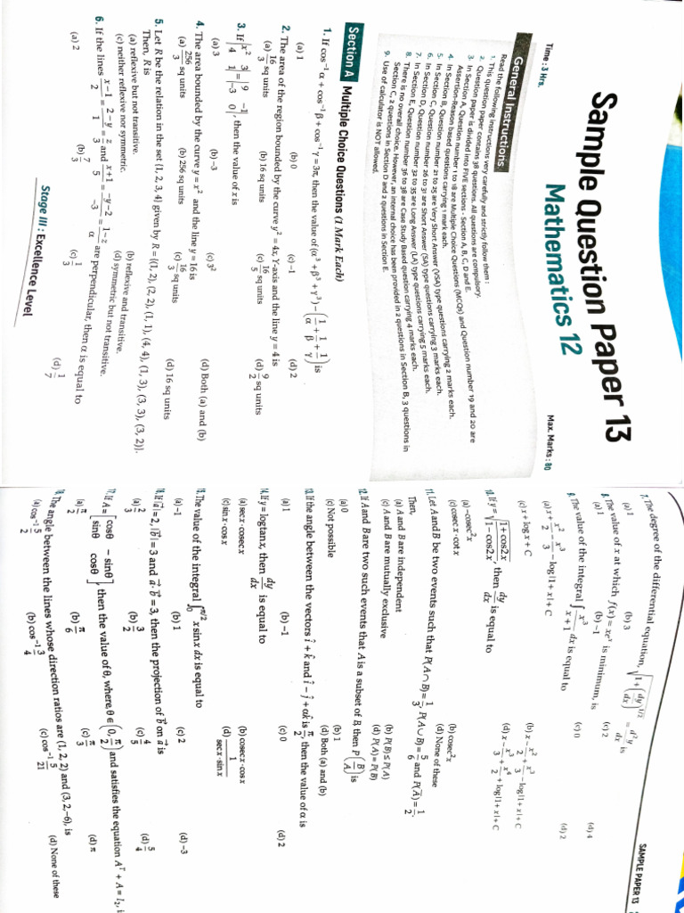 Sample Paper 13 | PDF