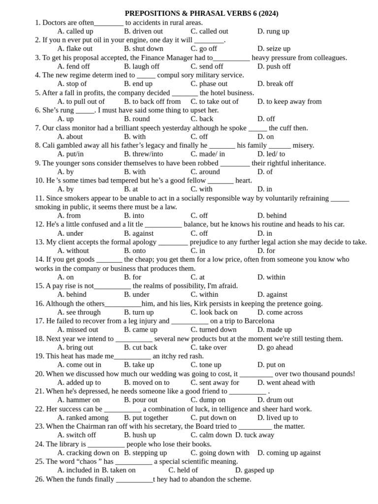 Prepositions Phrasal Verbs 6 | PDF