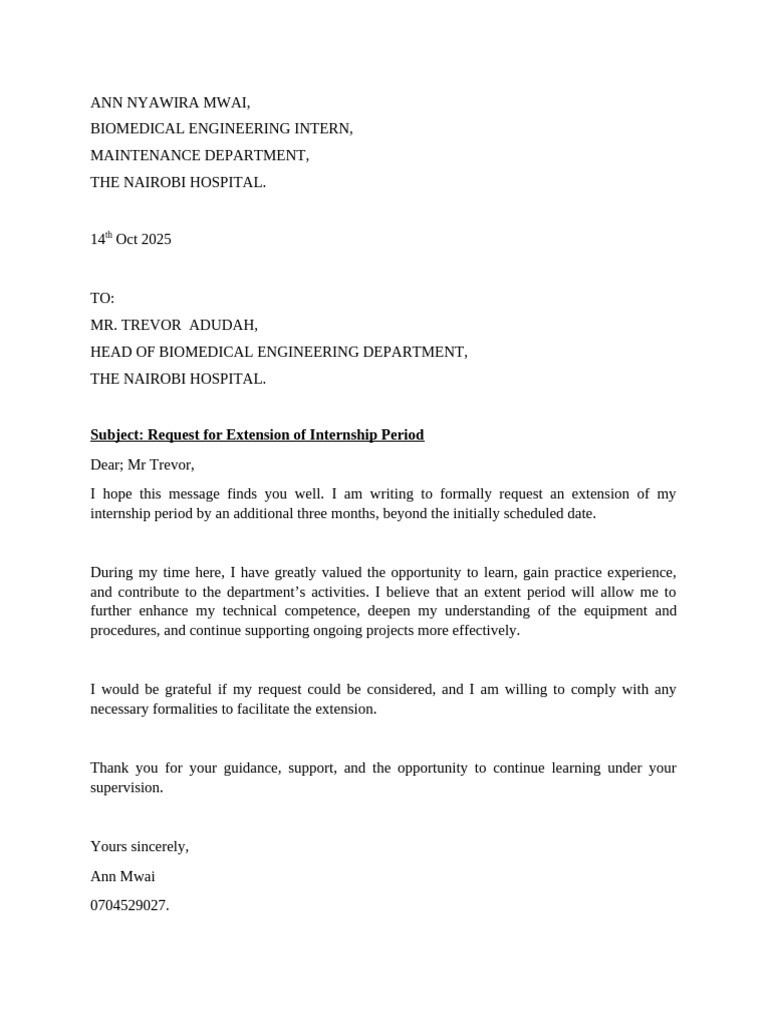 Ann Mwai - Internship Extension Letter | PDF