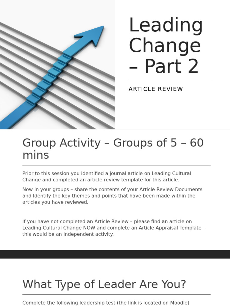Leading Change Part 2 Article Review | PDF