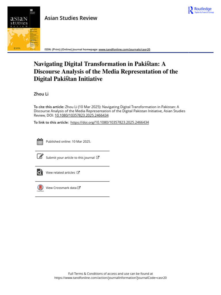 Navigating Digital Transformationin Pakistan ADiscourse Analysisofthe ...