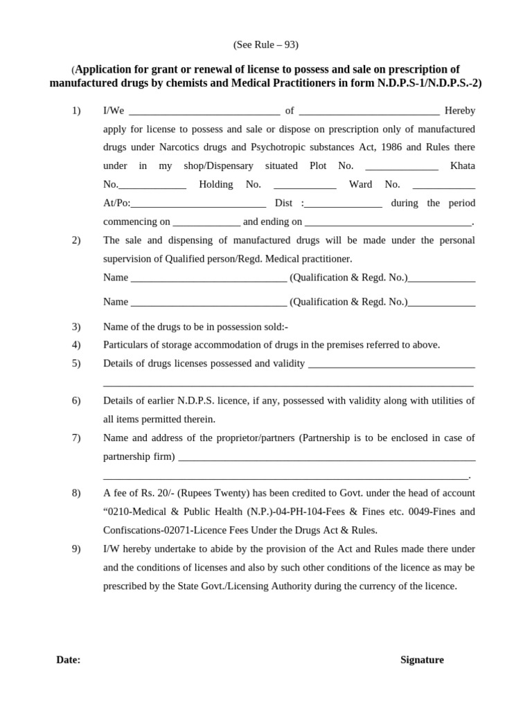 NDPS-I &II Form (See Rule 93) | PDF | Drugs | Medical Prescription