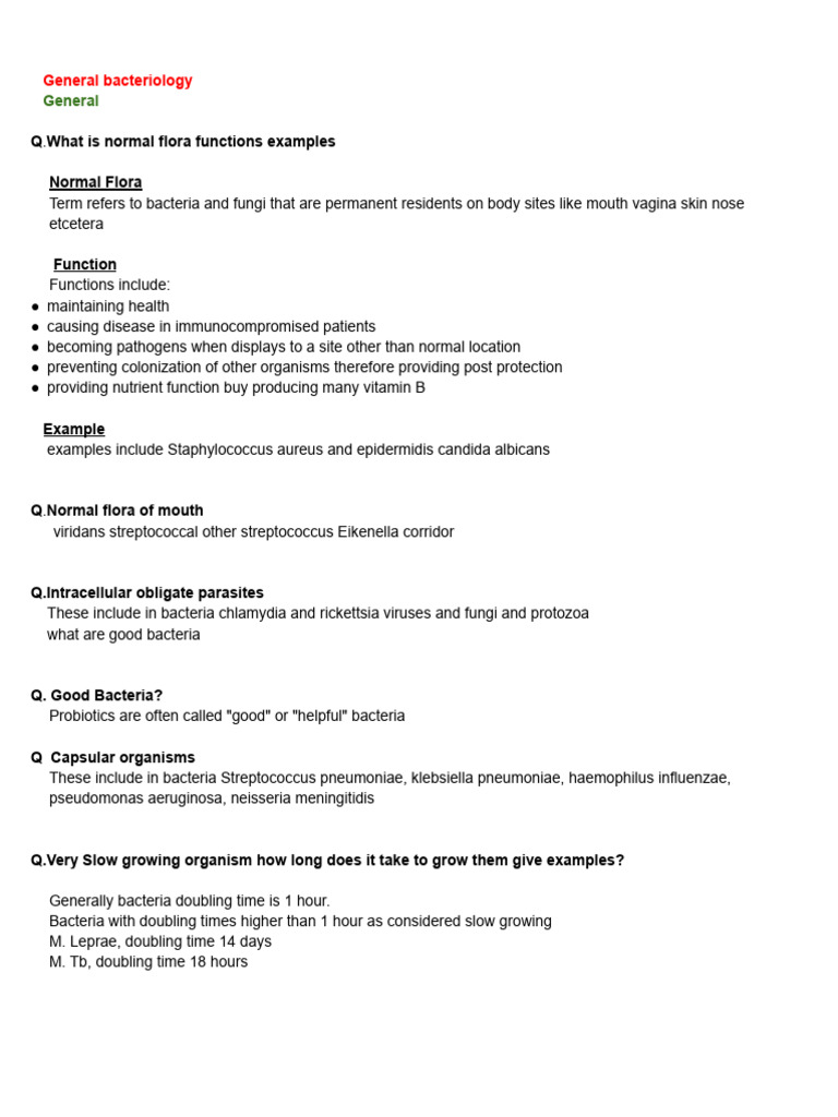 Functions and Types of Normal Flora | PDF