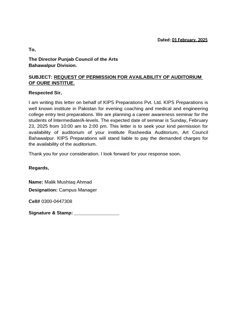 Request Letter For Seminar 2019-20 Yazman | PDF | Elevator