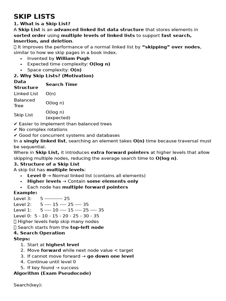 Skip Lists | PDF | Computing | Algorithms And Data Structures