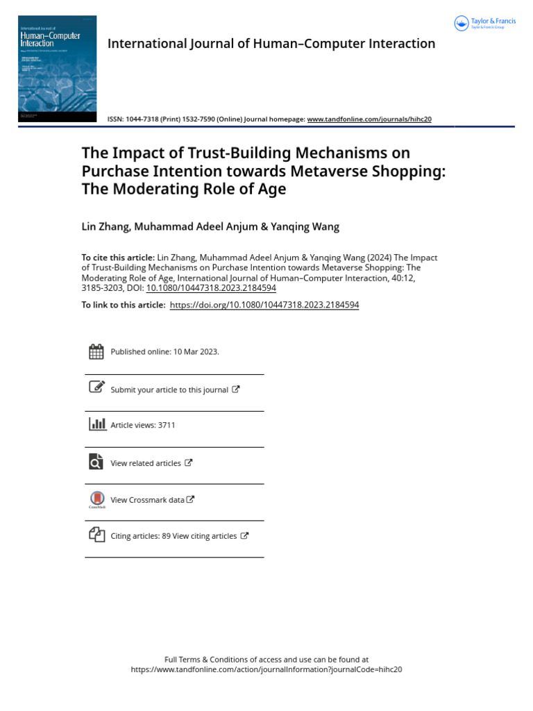 The Impact of Trust-Building Mechanisms On Purchase Intention Towards ...
