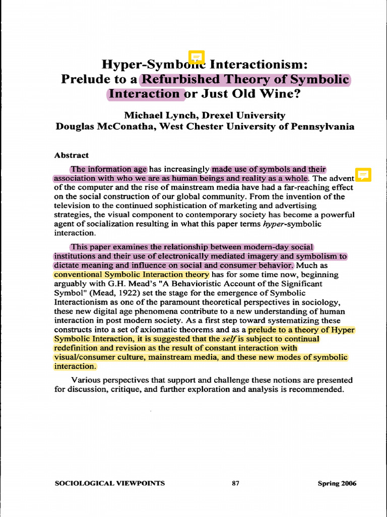 Hyper-Symbolic Interactionism Explained | PDF | Sociology | Behavioural ...
