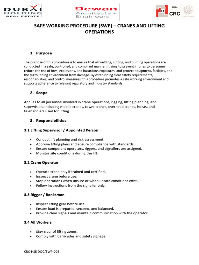 Crane Safety and Lifting Procedures | PDF | Elevator | Crane (Machine)
