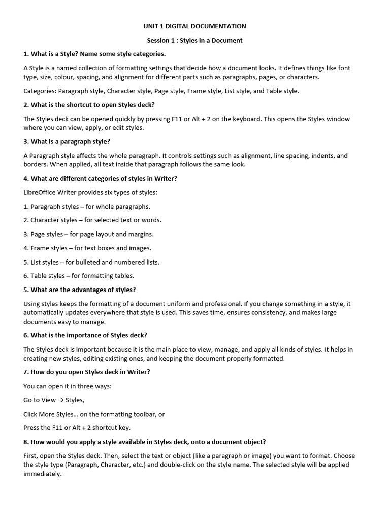 Unit 1 Digital Documentation Session 1 | PDF | Paragraph | Software