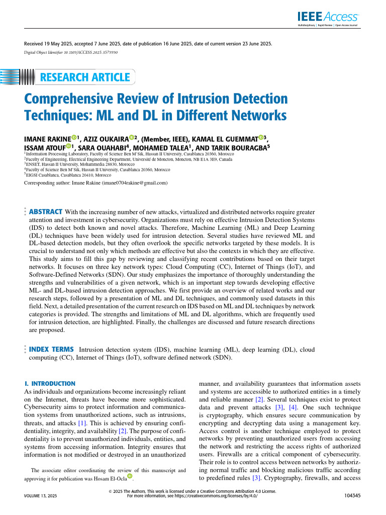 Review of ML & DL in Intrusion Detection | PDF | Machine Learning ...