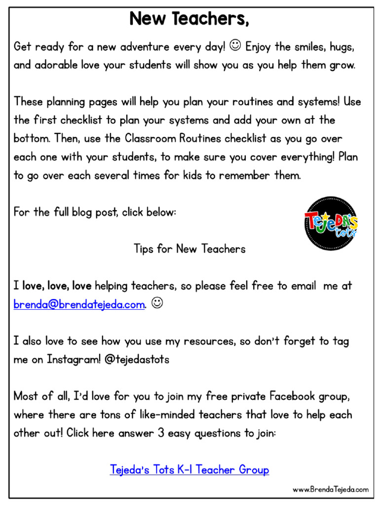 Classroom Routines Checklist-Editable | PDF