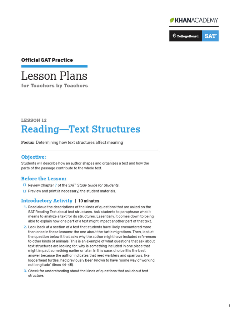 SAT Reading Lesson: Text Structures | PDF | Atlantic Ocean | Economies