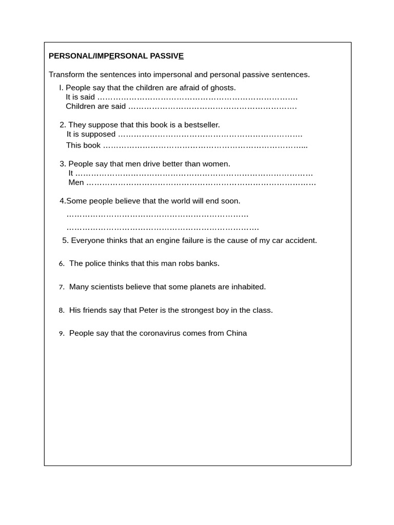 Impersonal Passive | PDF