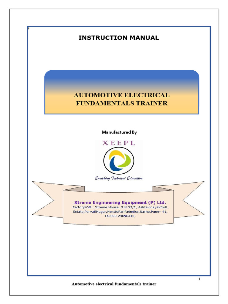 Automotive Electrical Fundamentals Trainer RUSHI SIR | PDF | Relay ...