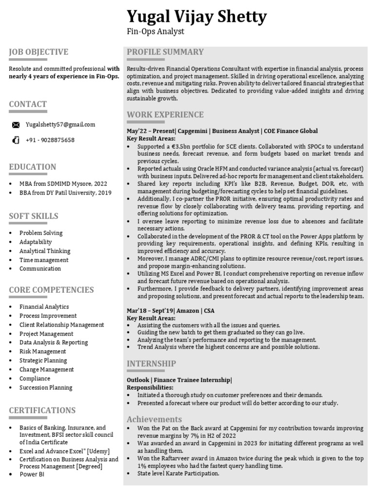 Yugal Resume Nov'24 | PDF | Business | Economies