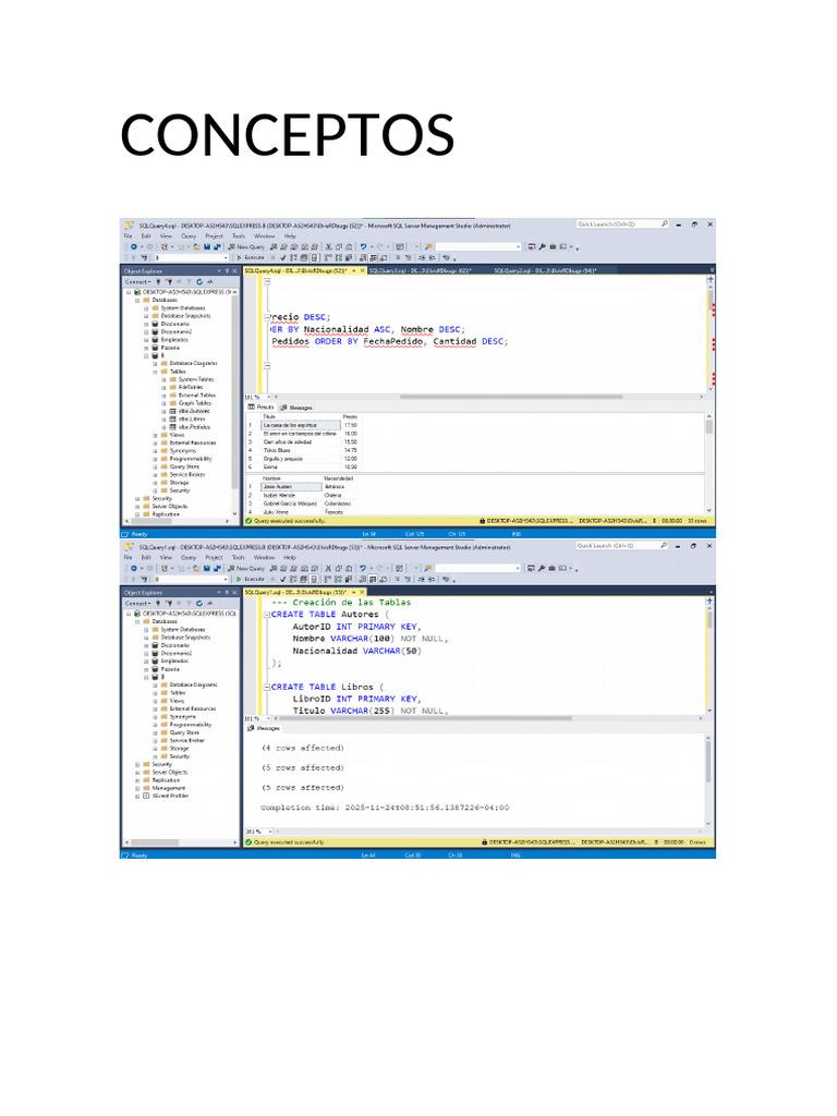 Conceptos | PDF | Base de datos relacional | Servidor SQL de Microsoft