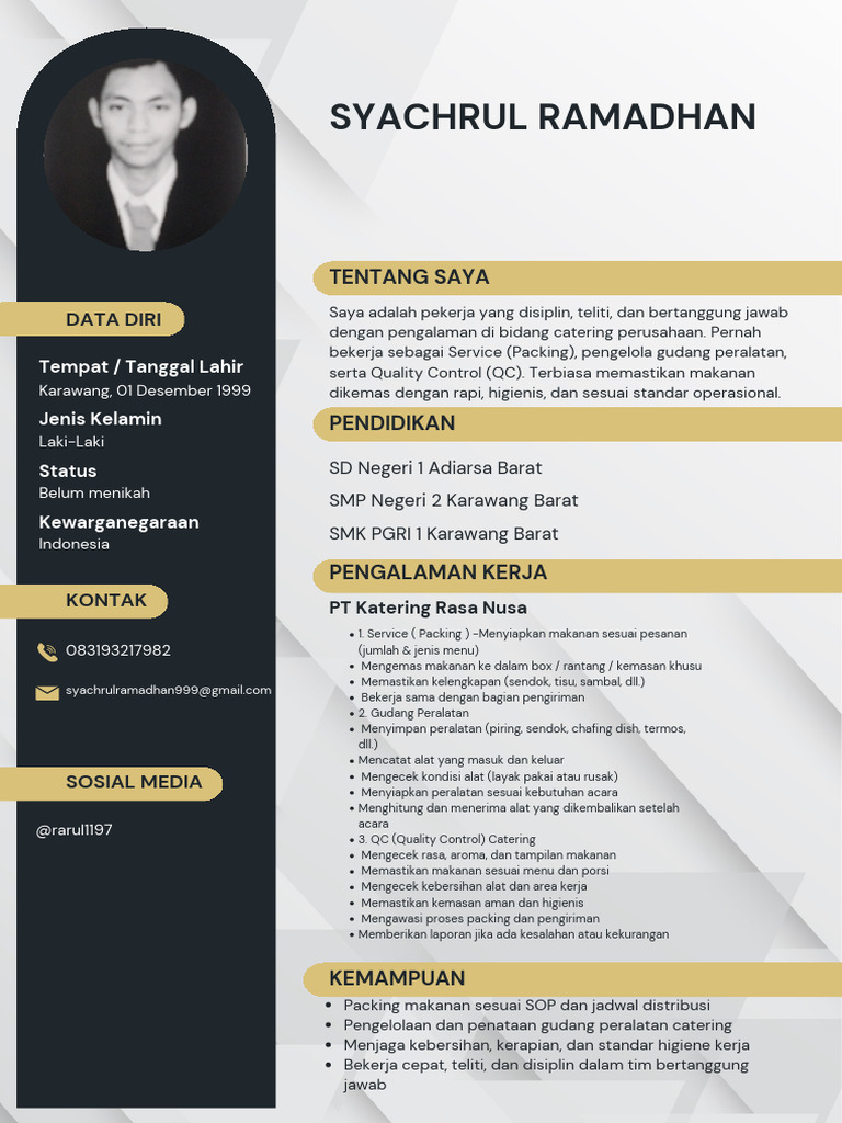 Putih Dan Hitam Modern CV Resume Riwayat Hidup - 20251222 - 104752 ...