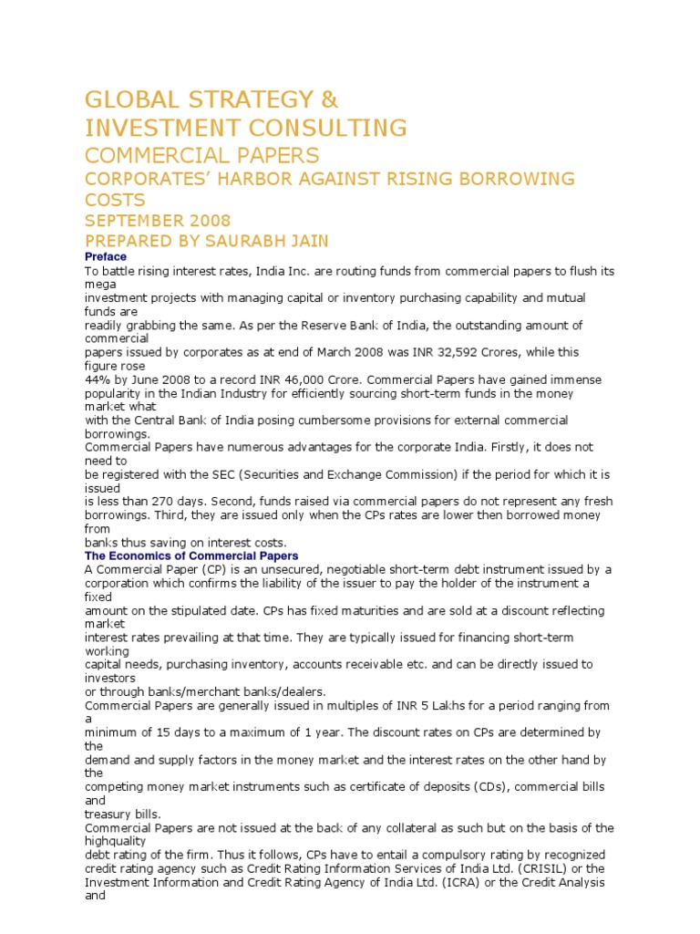 Global Strategy | PDF | Commercial Paper | Money Market