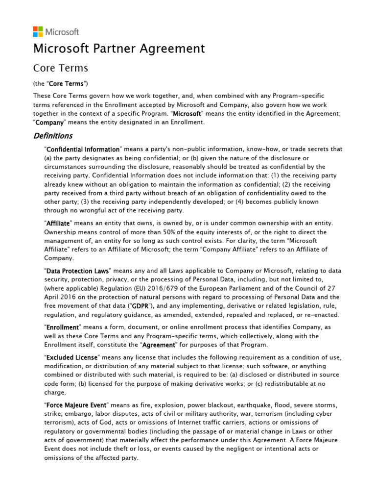 Microsoft Partner Agreement | PDF | Taxes | Copyright Infringement