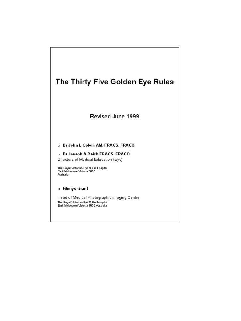 35 Golden Eye Rules | PDF | Glaucoma | Ophthalmology