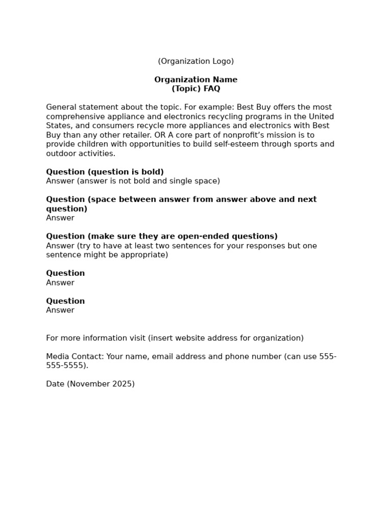 FAQ Template | PDF