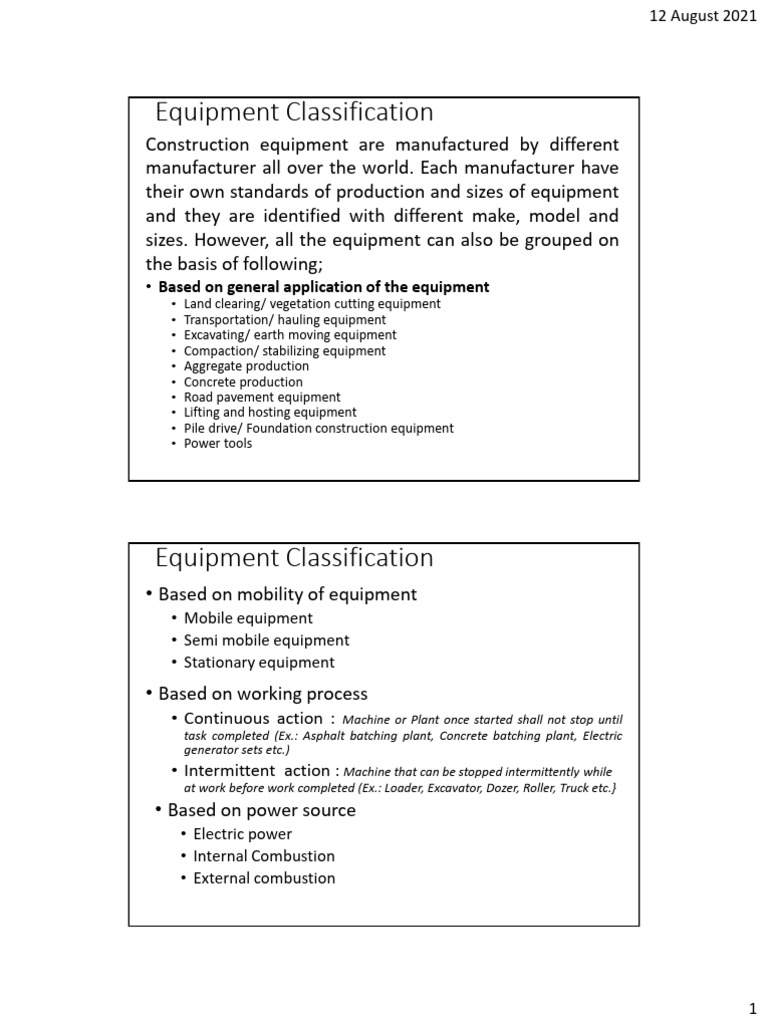 Construction Equipment Classification Guide | PDF | Loader (Equipment ...