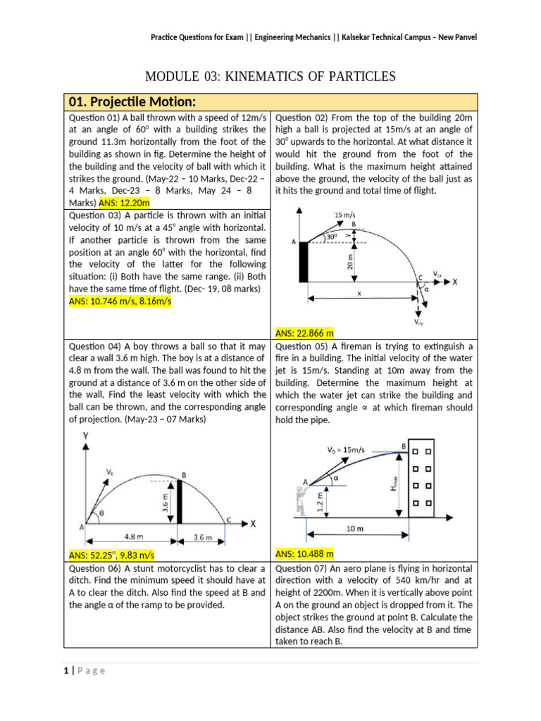 Module 03 Kinematics of Particle | PDF | Acceleration | Velocity
