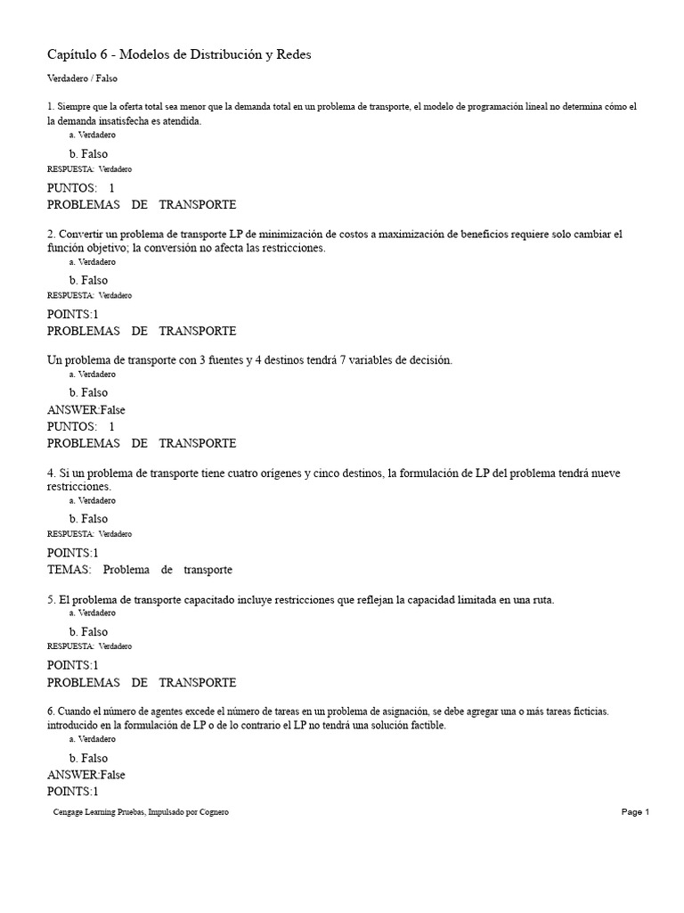 Capítulo 6 Modelos de Distribución y Red | PDF | Programación lineal ...