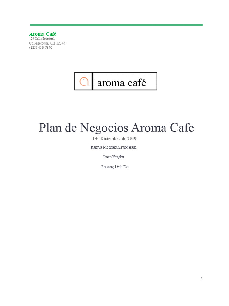 Plan de Negocios de Aroma Café | PDF | café | Cupón