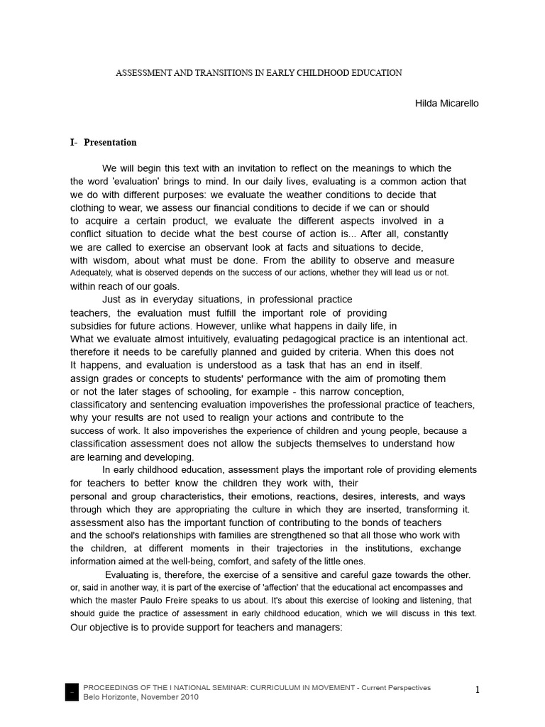 Early Childhood Education Assessment Guide | PDF | Early Childhood ...