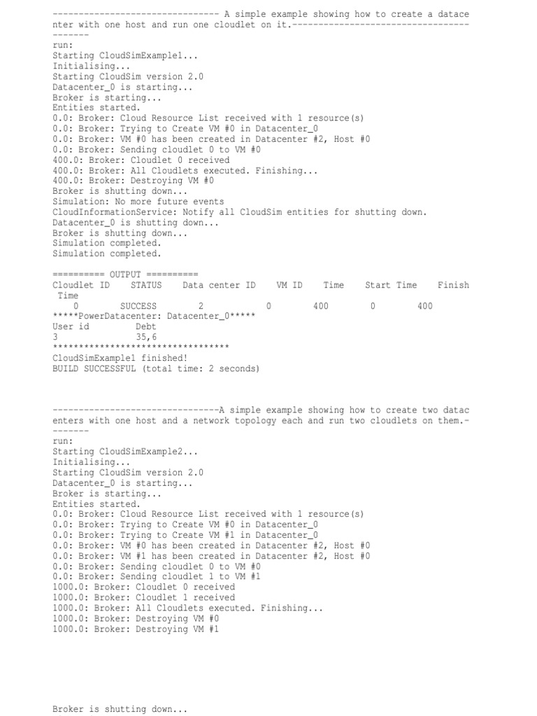 CloudSim & Network Examples | PDF | Software Design | Concurrent Computing