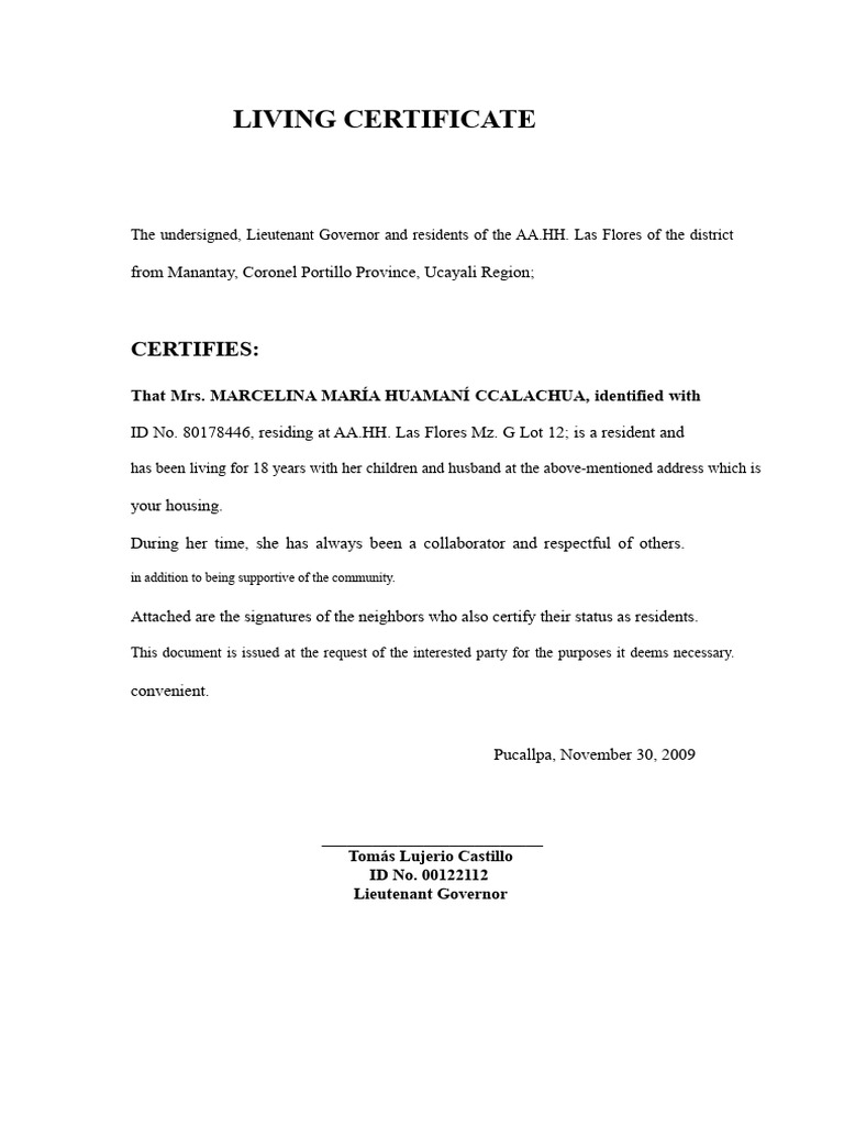 Living Certificate and Requirements Guide | PDF | Notary Public | Civil ...