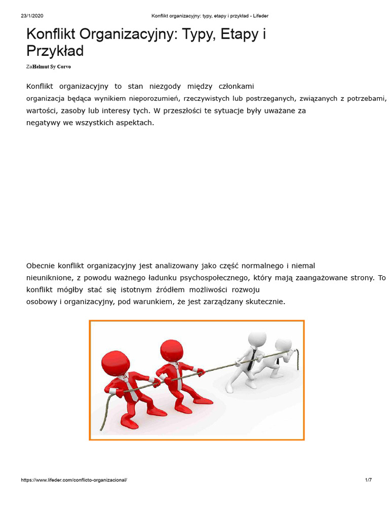 Konflikt Organizacyjny: Typy, Etapy I Przykład - Lifeder PDF | PDF