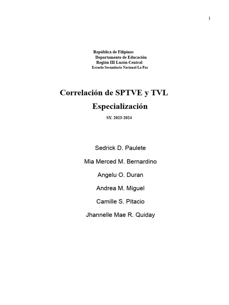 Correlación de SPTVE y Especialización en TVL | PDF | Metodología de ...