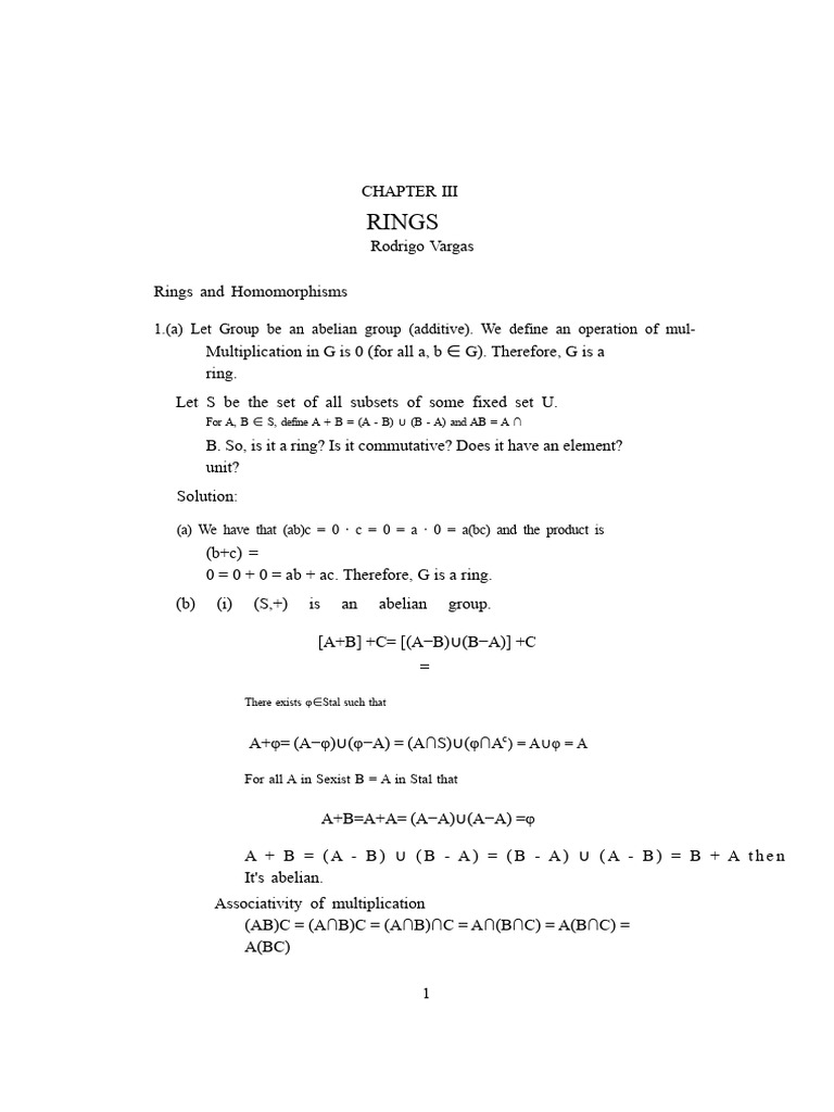 Solved Problems of Topic III, Ring Theory, Rodrigo Vargas - 7 Pages Ocr ...