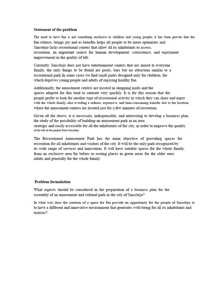 Problem Statement For Theme Park | PDF | Survey Methodology | Market ...