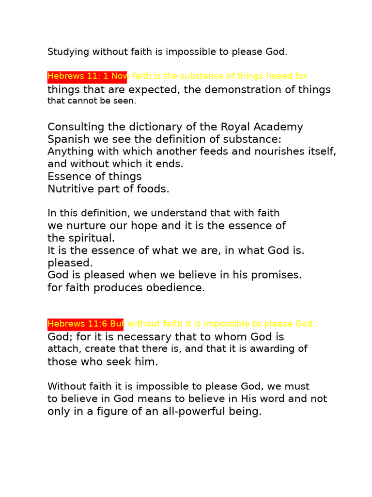 Study: Without Faith It Is Impossible To Please God | PDF | Jesus | God ...