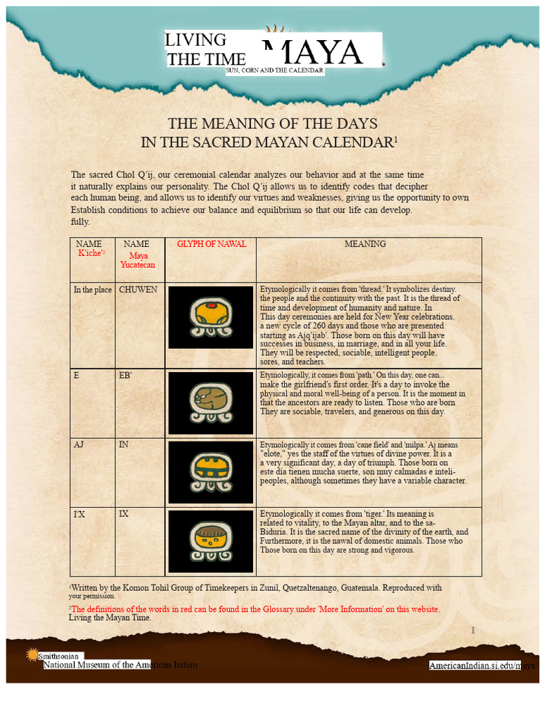Meaning of The Days of The Maya Sacred Calendar | PDF | Maya ...