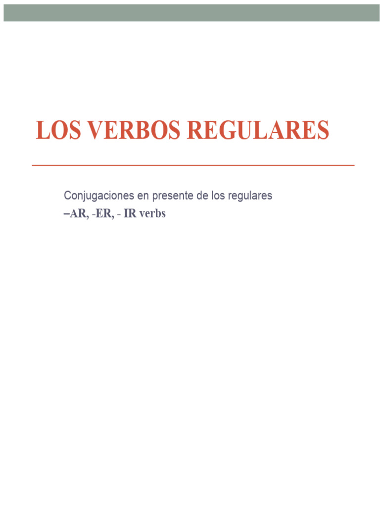 Verbos en Presente: Ar, Er, Ir | PDF | Verbo | Conjugación gramatical