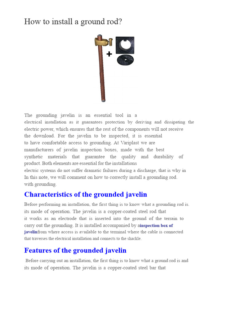 Ground Rod Installation Guide | PDF | Electrical Wiring | Electricity