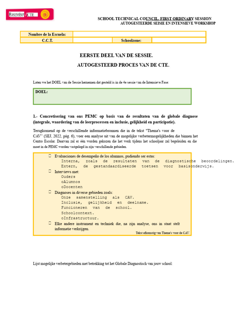 Formaten Zelfgestuurde Sessie. Moment 1 | PDF