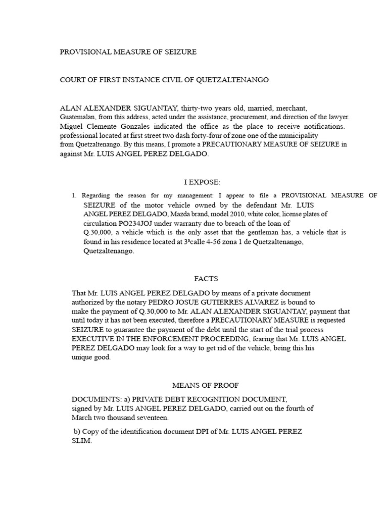 Precautionary Measure of Seizure 1 | PDF | Justice | Crime & Violence