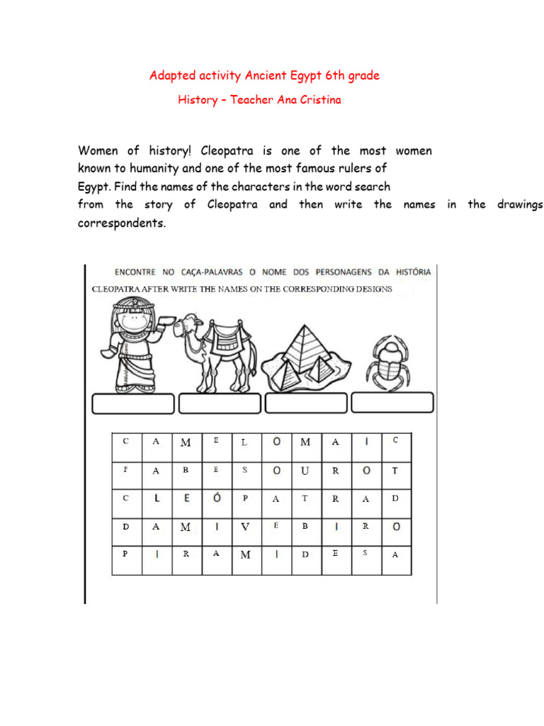 Adapted Activity 6th Grade Egypt | PDF