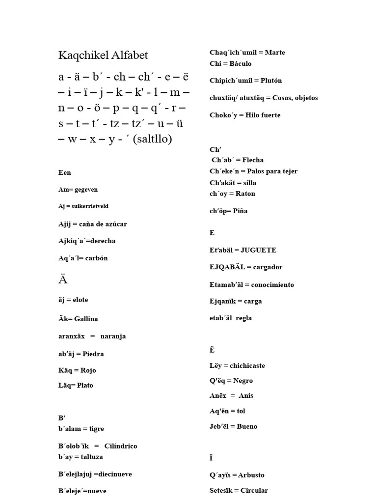 Het Alfabet in Kaqchikel | PDF