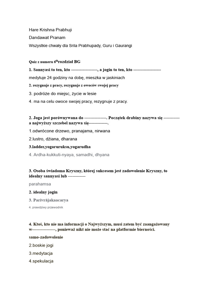 Quiz BG Rozdział 6 | PDF